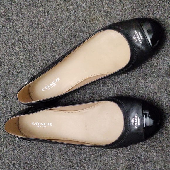 Coach | Shoes | Coach Chelsea Patent Cap Toe Leather Ballet Flats ...